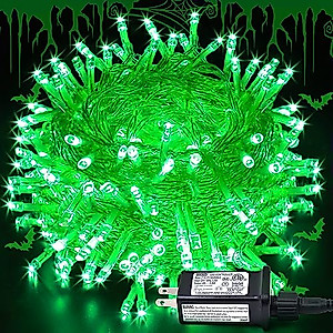 JMEXSUSS Halloween Decorations 33ft 100 LED Green Halloween Lights, 8 Modes Connectable Green Christmas Lights Clear Wire, Plug-in Green String Lights Indoor Outdoor Waterproof for Grinch, Christmas
