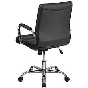 Flash Furniture Whitney Mid-Back Desk Chair - Black LeatherSoft Executive Swivel Office Chair with Chrome Frame - Swivel Arm Chair