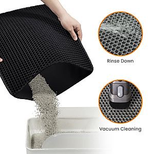 Conlun Cat Litter Mat Kitty Litter Trapping Mat 25” x15” Honeycomb Double Layer, Urine Waterproof, Easier to Clean, Litter Box Mat Scatter Control, Less Waste, Soft on Paws, Non-Slip