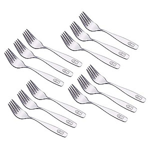 ANNOVA Kids Silverware 12 Pieces Children's Safe Flatware Set Stainless Steel - 12 x Children Safe Forks, Toddler Utensils, Metal Cutlery Set Engraved