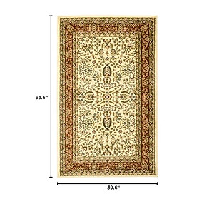 SAFAVIEH Lyndhurst Collection Accent Rug - 3'3" x 5'3", Ivory & Rust, Traditional Oriental Design, Non-Shedding & Easy Care, Ideal for High Traffic Areas in Entryway, Living Room, Bedroom (LNH214R)