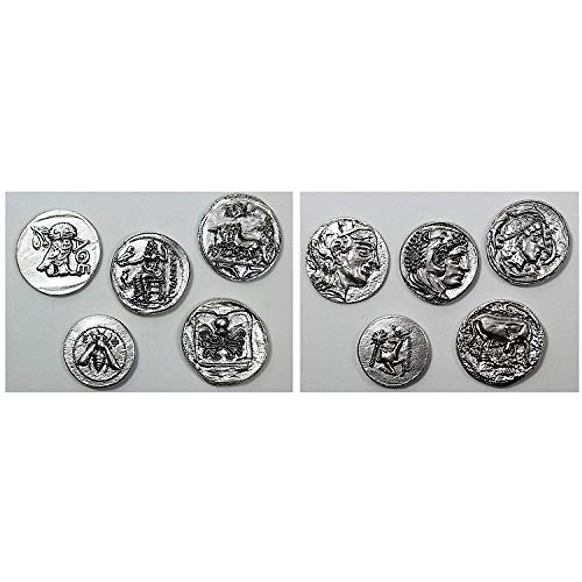 Silver Plated Ancient Greek Coins - Reproduction Tetradrachm - 5 Pieces Set