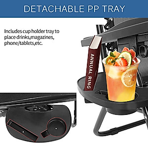 EZONE Zero Gravity Lounge Chairs Outdoor Adjustable Reclining Patio Chair Steel Mesh Folding Recliner for Pool Beach Camping Lounge Chair with Pillows and Cup Tray (1, Black)