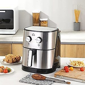 HOMCOM Air Fryer, 1700W 6.9 Quart Air Fryers Oven with 360° Air Circulation, Adjustable Temperature, Timer and Nonstick Basket for Oil Less or Low Fat Cooking
