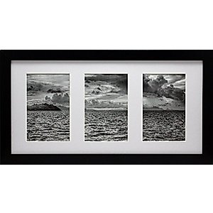 8x16 Collage Black Gallery Picture Frame with Three 4x6 Inch Openings - Wide Molding - Includes Both Attached Hanging Hardware and Desktop Easel - Display Three 4 x 6 Photos Horizontal or Vertical