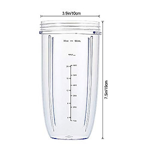 Blender Cups for Nutribullet Blender, 32OZ Cup with Flip Top To Go Lid Compatible with Nutribullet 600W 900W Blenders, Blender Replacement Parts 2 Pcs