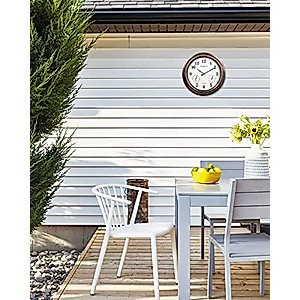 SkyNature Outdoor Clocks Large Waterproof with Thermometer and Hygrometer - 18 Inch Silent Battery Operated Metal Clock, Decorative Garden Clock for Patio, Pool and Home - Bronze