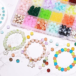 LFLIUN Acrylic Beads for Bracelet Making Kit, Imitation Gemstone Glass Beads Crystal Beads Jewelry Making Kit Beading Kit, Girls' Bracelet Necklace Jewelry Making Kit Birthday Gift