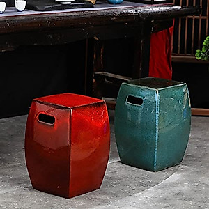 KIROJA Retro Nostalgic Ceramic Stool, Chinese Ceramic Stool, Shoe Changing Stool, for Study, Living Room (Color : Red)