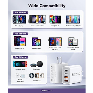 40W USB C Charger Block, 2-Pack 4-Port Type C Fast Charging Brick Dual PD&QC Wall Plug Adapter Compatible for iPhone 15/15 Pro/ 15 Pro Max/14/13/12, iPad, Airpods, iwatch, Samsung Galaxy