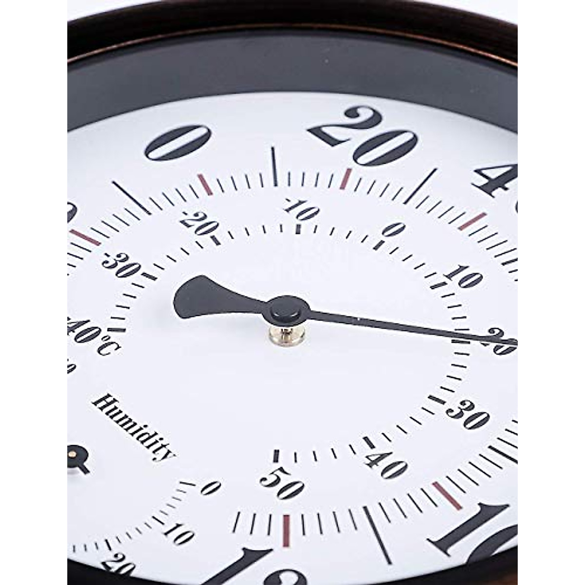 Indoor Outdoor Thermometer - Premium Steel Wall Thermometer Hygrometer for Patio, Wall or Decorative, No Battery Required Hanging Thermometer 8" Round Diameter (Bronze)