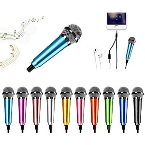 DELADOLA Mini Microphone,Portable Vocal Tiny Microphone, Asmr Microphone,Phone Microphone, Mini Karaoke Microphone for Voice Recording Chatting and Singing On iPhone,Android,Laptop Notebook（Blue）
