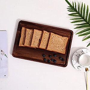 Rustic Walnut Wood Serving Tray,13"x9" Rectangle Platter Tea Tray Coffee Table Tray,Kitchen Tableware Decor Decorative Wood Dessert Cup Tray,Wood Vanity Tray for Jewelry (Rectangle)