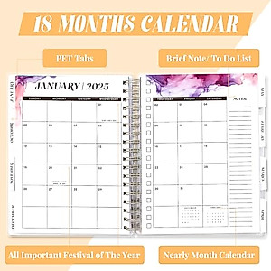 Montcool Planner 2024-2025 7.9" x 9.8", Large 18 Months Daily Weekly Monthly Planner Yearly Agenda Jan. 2024–Jun. 2025, Page Tabs, Separator Page, Pocket Folder, Bookmark, Sticky Note Set