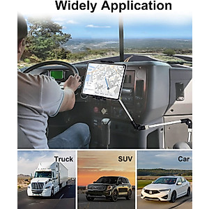 Aozcu Car or Truck Seat Rail Tablet Mount, 35" Metal Floor Seat Bolt Tablet Holder with 1/4" Adapter for Camera, Flexible Phone Stand for iPad 12.9 Air Mini, Galaxy Tabs, DSLR, 4-13'' Tablets