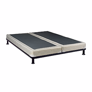 Continental Sleep, 4-Inch Sturdy Box Spring for Mattress Support-Durable and Fully Assembled, Natural Wood Foundation for Queen, White