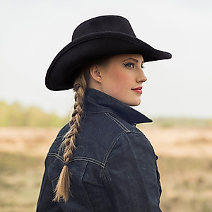 MIX BROWN Cowboy Hat with Wide Brim 100% Wool Cowgirl Hat Western Hats for Women Men Felt Outback Panama Rancher Hat
