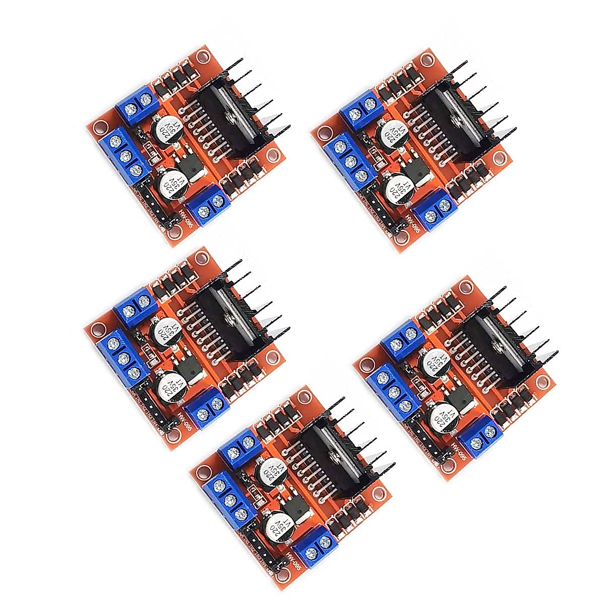 Kiro&Seeu 5PCS L298N Motor Drive Controller Board Module Dual H Bridge DC Stepper Motor Compatible with Ar-duino Electric Projects Smart Car UNO MEGA R3 Mega2560 (298N-MD-5pcs)