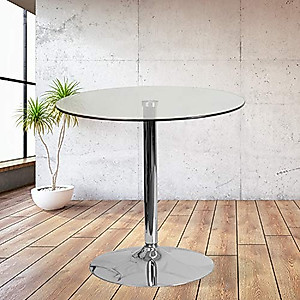 Flash Furniture Hills 31.5'' Round Glass Table with 29''H Chrome Base