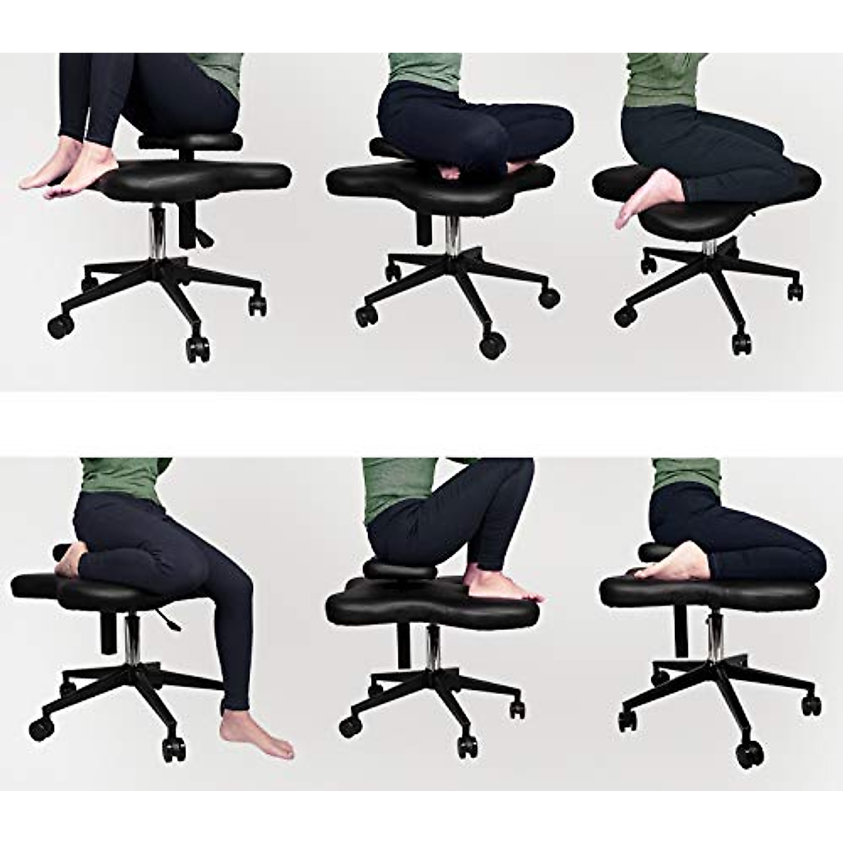 H-A Meditation Chair, Home Office Desk Chair, Cross Legged Kneeling Chair,Flexible Design for Fidgety Sitters, Black, 23D x 26W x 23H in
