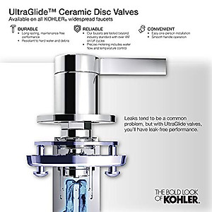 KOHLER 97093-4-CP Hint Widespread Bathroom Faucet with Pop-Up Drain Assembly, 3 Hole 2-Handle Bathroom Sink Faucet, 1.2 gpm, Polished Chrome