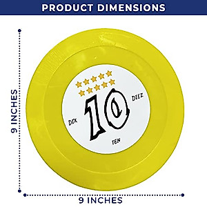 Set of 12 9-Inch Poly Vinyl Spot Markers Numbers 0-10 with 1 Blank in Spanish, French, English with Montessori Shapes for Classroom, Gym, Sports Teams, Preschool, Kindergarten, Elementary School