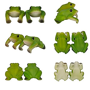 UDOME Plant Decorations for Pots, Miniature Fairy Garden Set of 2 Mini Hanging Frog Figurines, Terrarium Frog Flower Pot and Vase Hugger, Creative Hanging Animal Potted Ornaments, Green