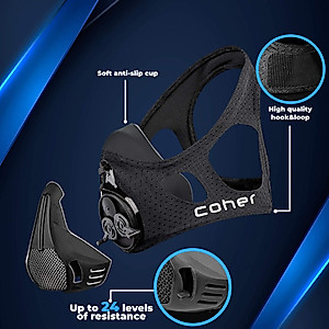 coher Workout Mask Breathing Mask for Men and Women - Adjustable Resistance Levels - Increase Lung Capacity and Endurance - Ideal for Jogging, Sports, Cycling, Fitness
