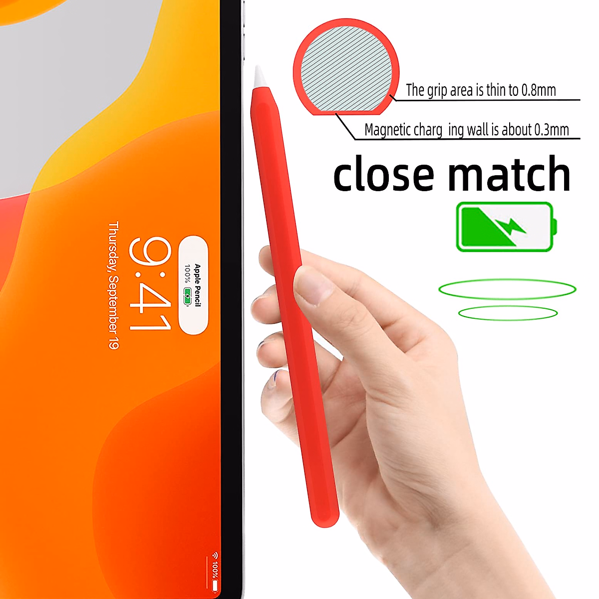 Ultra Thin Silicone Skin Cover Compatible with Apple Pencil 2nd Gen, Protective Silicone Case for iPad Pro 11 12.9 inch 2018 Pencil Case Shockproof Soft Silicone Sleeve(Dark Grey)