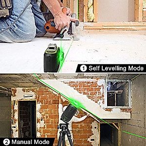 Huepar Green Beam Self-Leveling Laser Level 360 Cross Line Laser Level Tool 621CG-G