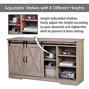 Walnest Farmhouse TV Stand with 2 Sliding Barn Doors and Storage Cabinets, Entertainment Center Console Table, Media Furniture for Living Room Ashland Pine