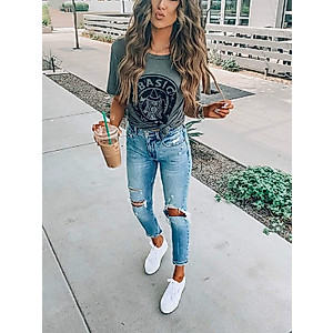 OUNAR Basic Witch Coffee T Shirts for Women Halloween Graphic Letter Print Shirt with Funny Sayings Casual Tee Tops