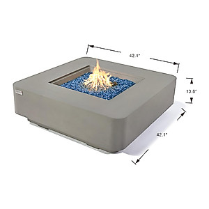 Lucerne Concrete Fire Pit 42".1 x 42 Outdoor Patio Firepit Includes Fire Glass Modern Fire Pits & Outdoor Fireplaces for Garden, Deck, Indoor & Outdoor Heating