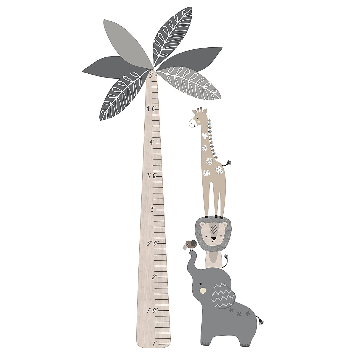 Lambs & Ivy Jungle Safari Tree with Animals Kids Growth Chart Wall Decals