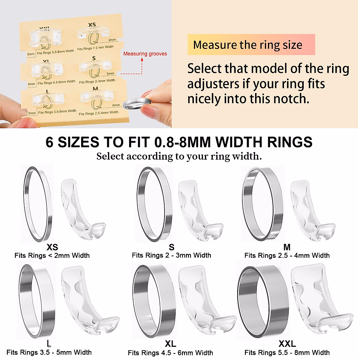 Ring Sizers for Loose Rings Ring Guards for Loose Rings Fit Any Rings, Invisible Ring Size Adjuster Never Sliding Off and Spinning