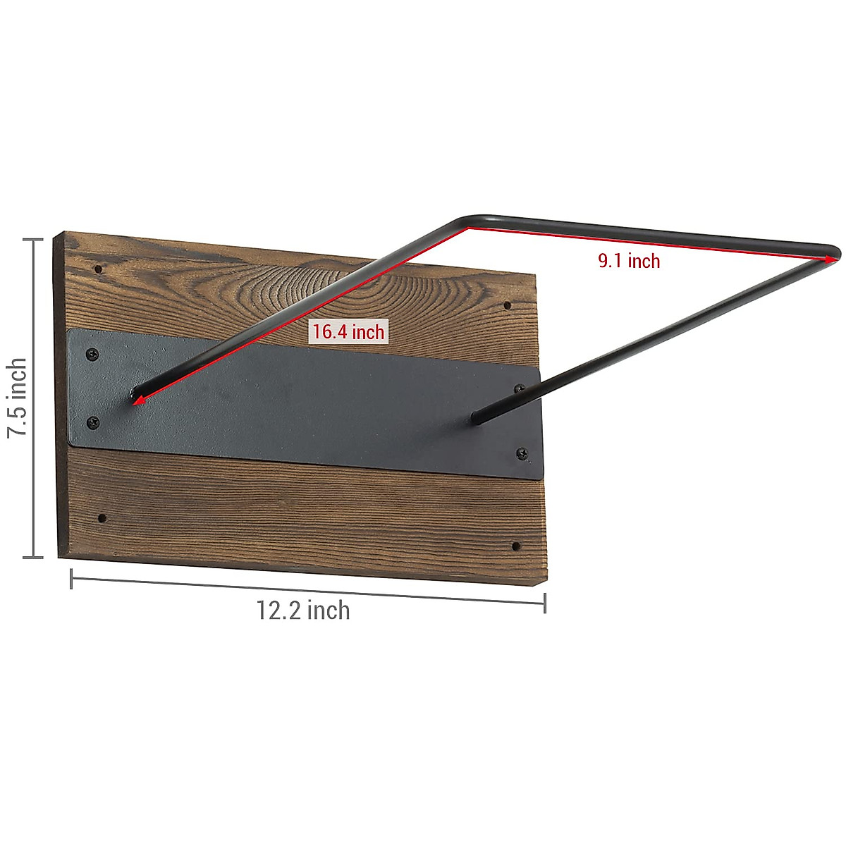 MyGift Wall Mounted Exercise Stability Ball Holder, Home Gym Yoga Studio Ball Storage Display Rack with Rustic Burnt Wood Rectangular Backing and Black Metal Wire, Set of 2