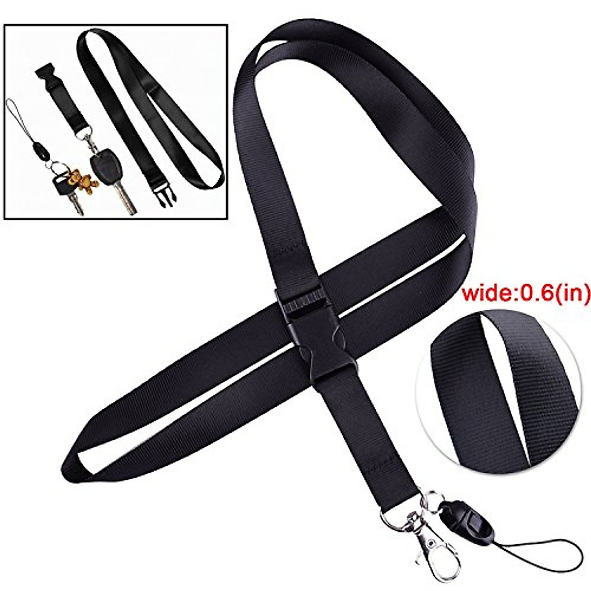 YOUOWO 5 Pack Office Neck Lanyards Detachable Buckle Enhanced Model Hook breakaway Strap lanyard for ID Badge,Key,women men Phones USB Whistles Nylon Black,blue,yellow,orange,purple