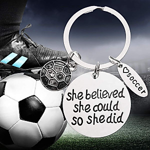 Infinity Collection Soccer Keychain, Soccer She Believed She Could So She Did Keychain, Soccer Gifts for Players and Soccer Teams