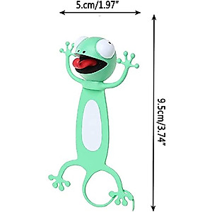 3D Cartoon Animal Bookmark Lovely Fun Cute Bookmarks PVC Animal Bookmark Squashed Animals Reading Bookmark Stationery Presents Party Favors Great Gift Ideal for Kids and Students - Gecko