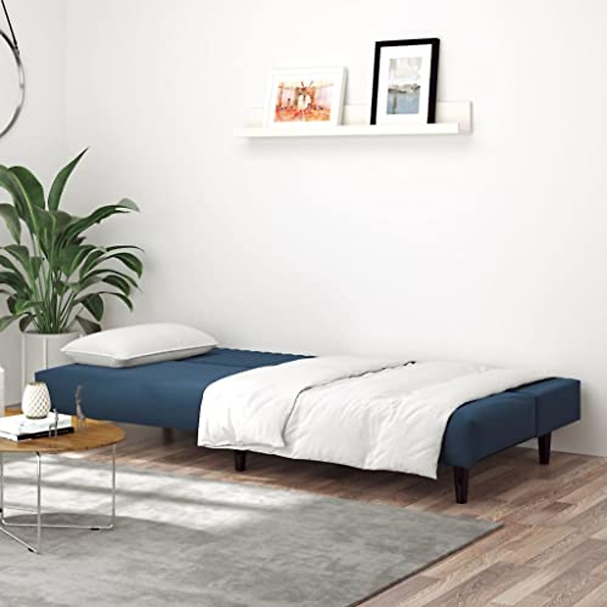 loibinfen 2-Seater Modern Sofa Bed Blue Velvet, 78.7"x39.4"x12.6" (Style B)