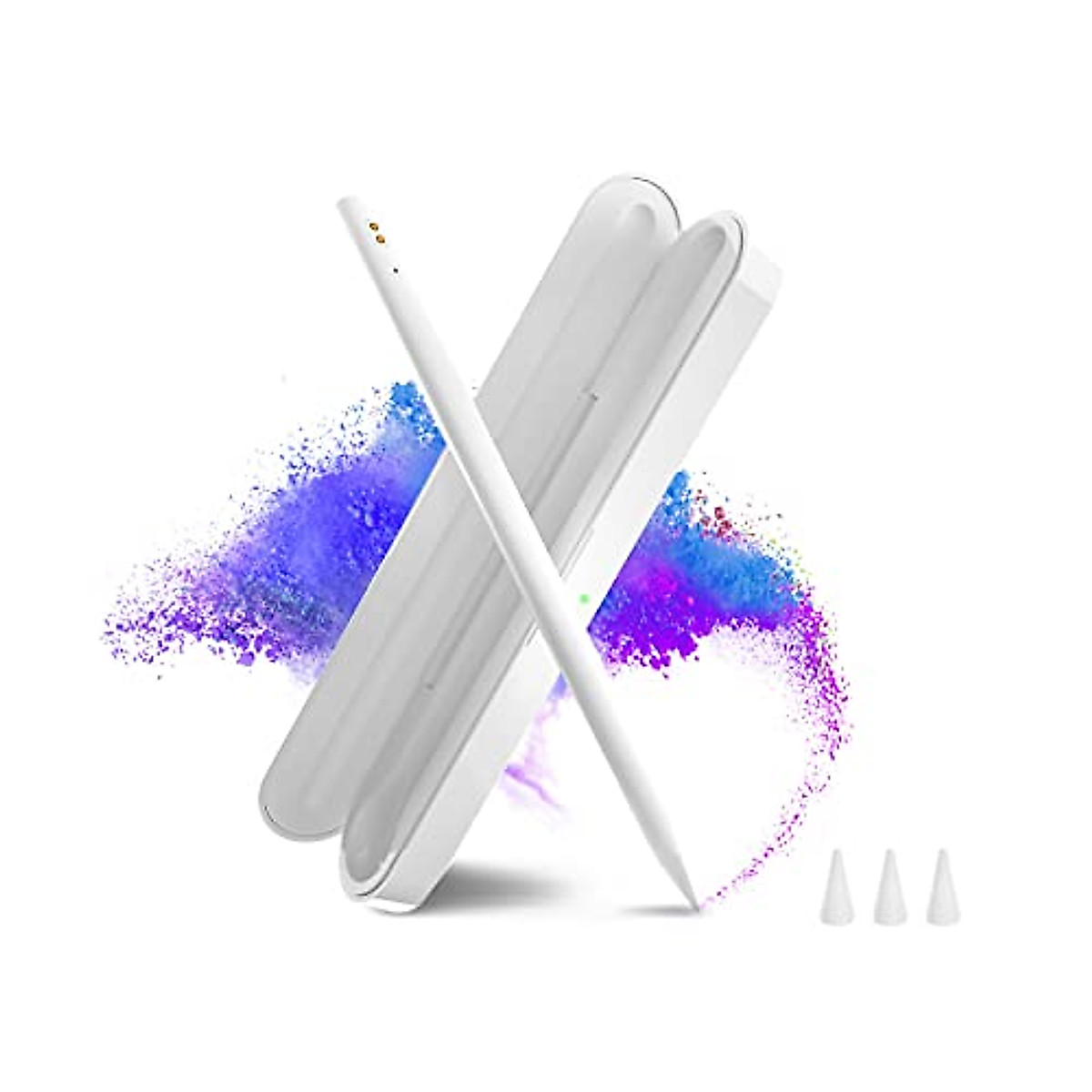 Stylus Pen with Charging Case Palm Rejection Stylus Pen Compatible with Apple iPad Pro 11 & 12.9 inch, iPad 9th/8th/7th/6th Gen, iPad Air 4th/3rd Gen,iPad Mini 6th/5th Gen