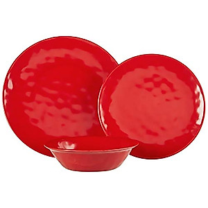 Certified International Melamine 12 pc Dinnerware Set, Service for 4, Red
