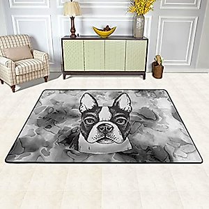 Boston Terrier Area Rug Living Room Kitchen Bedroom Sofa Bedside Carpet Floor Mats 72"X48"