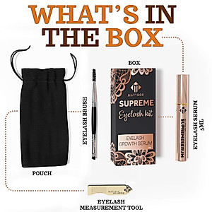 Organic Eyelash Growth Serum - Vegan Lash Enhancer & Primer Improved Formula With Biotin and Oat Grow Peptides for Longer, Thicker Lashes and Eyebrows