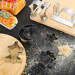 9 Pieces Eid Mubarak Cookie Cutters Eid Ramadan Biscuit Molds DIY Biscuit Cutters Stainless Steel Fondant Cutters with Lantern Camel Moon Design for Eid Mubarak Holiday Party Supplies