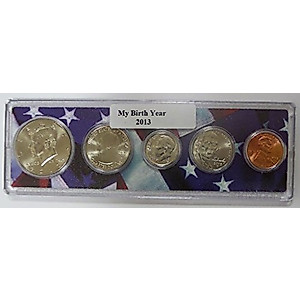 2013-5 Coin Birth Year Set in American Flag Holder Collection Seller Uncirculated