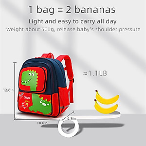 willikiva Kids Dinosaur Toddler Backpack for Boys and Girls Waterproof Preschool Bag(Blue)