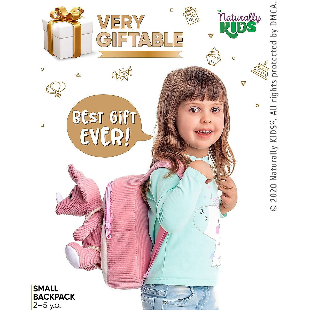 Naturally KIDS Small Dinosaur Backpack Dinosaur Toys for Kids 3-5 - Dinosaur Toys for 3 4