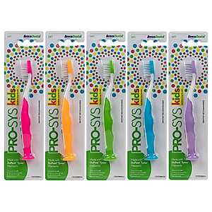 PRO-SYS Kids Toothbrush with Suction Cup, Sammie The Panda, Animal Design, Soft Bristles for Boys & Girls, Toddlers & Children Ages 2+, Pack of 4