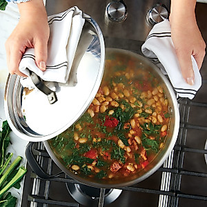 KitchenAid 5-Ply Clad Polished Stainless Steel Stock Pot/Stockpot with Lid, 6 Quart